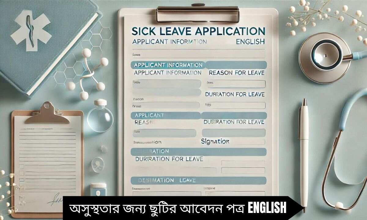 অসুস্থতার জন্য ছুটির আবেদন পত্র English ( Sick leave application form ...